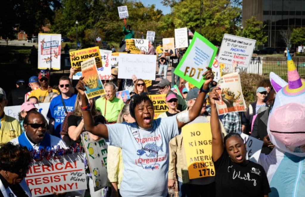 Hundreds participate in Fayetteville’s No Kings rally. - Action NC